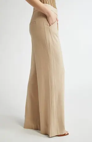Veronica Beard Marbeau Wide-leg Pants - Stone Khaki