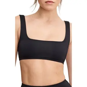 Good American Square Neck Compression Bikini Top - Black001