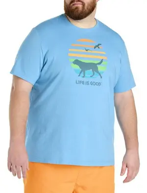 LIFE IS GOOD Big & Tall Dog Sunset Graphic Tee - Cool Blue