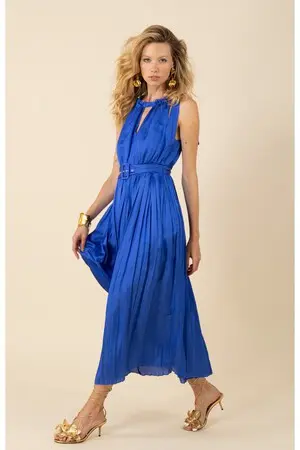 Hale Bob Chelsea Chiffon Pleated Dress - Blue