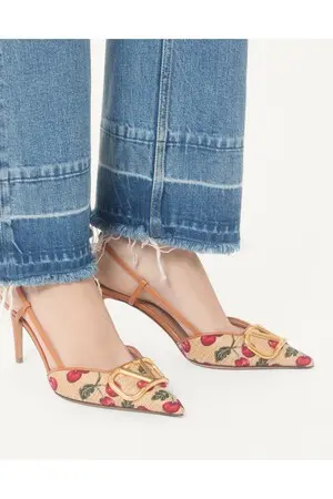 Valentino Garavani VLogo Signature Slingback Pumps Natural