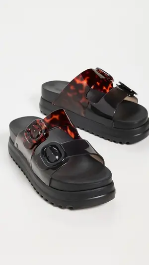 Melissa Cozy Platform Jelly Sandals With Buckle Straps - Black/tortoiseshell
