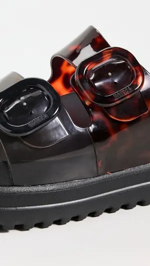 Melissa Cozy Platform Jelly Sandals With Buckle Straps - Black/tortoiseshell