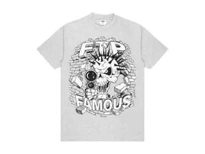 FTP X Famous Skull Tee Shirt - Heather Grey
