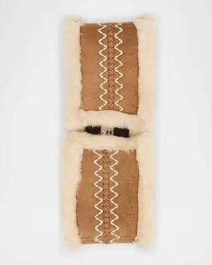 UGG Atherton Embroidered Shearling Headband - Chestnut