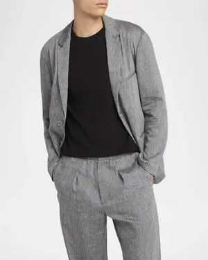 Giorgio Armani Linen-wool Sport Coat - Gray Multi