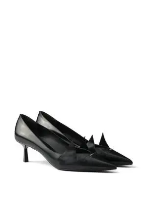 Prada 55mm Two-tone Brushed-leather Pumps - Black