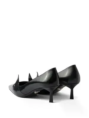 Prada 55mm Two-tone Brushed-leather Pumps - Black