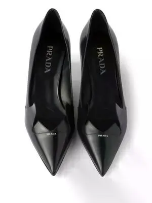Prada 55mm Two-tone Brushed-leather Pumps - Black