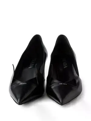 Prada 55mm Two-tone Brushed-leather Pumps - Black
