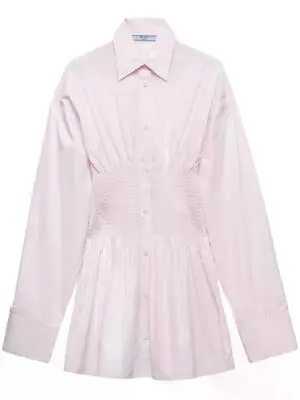 Prada Smocked-waist Poplin Shirt - Pink