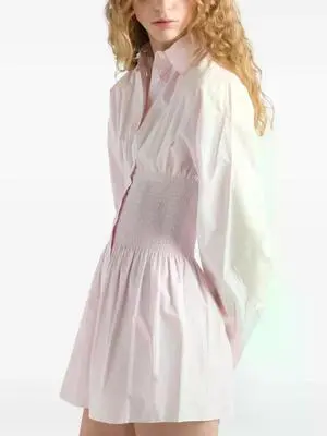 Prada Smocked-waist Poplin Shirt - Pink