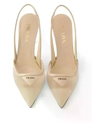 Prada 75mm Mesh Slingback Pumps - Neutrals