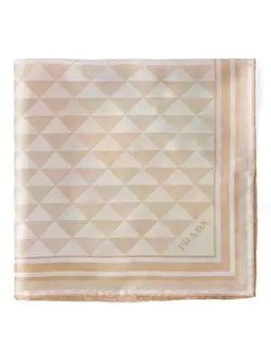 Prada Printed Silk Scarf Neutrals