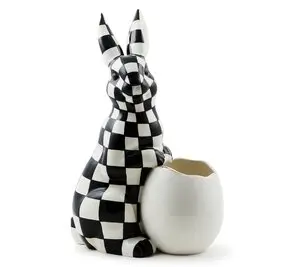 MACKENZIE-CHILDS White Rabbit Ceramic Large Bun Ny Vase - One-color