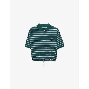 Prada Cropped Striped Cotton Piqué Polo Shirt