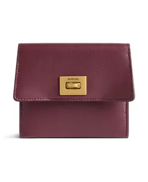 Balenciaga Rodeo Card Holder With Flap - Burgundy