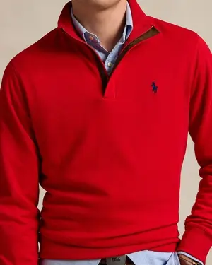Polo Ralph Lauren Long Sleeve Quarter Zip Pullover - Red