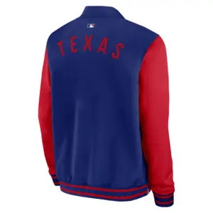 Nike Texas Rangers Authentic Collection Dugout Mlb Full-zip Bomber Jacket - Blue