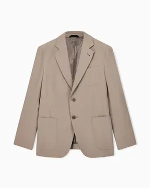 Giorgio Armani Upton Line Single-breasted Jacket In Linen Canvas - Beige