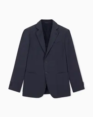 Giorgio Armani Upton Line Single-breasted Jacket In Linen Canvas - Blue