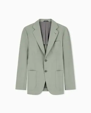 Giorgio Armani Upton Line Single-breasted Jacket In Linen Canvas - Green