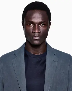 Emporio Armani Upton Line Single-breasted Jacket In Linen Canvas - Grey