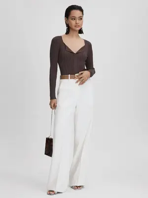 REISS Monica Ribbed Top