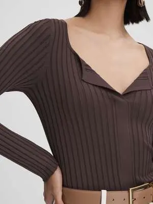 REISS Monica Ribbed Top
