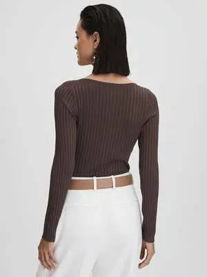 REISS Monica Ribbed Top
