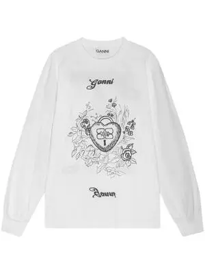 Ganni Embroidered Sweatshirts Hoodies For Women