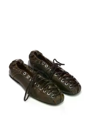 GANNI Lace-up Ballerina Shoes - Brown