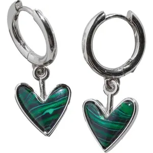 NICKEL & SUEDE Nickel & Suede Sweetheart Huggie Earrings Malachite/silver Metal