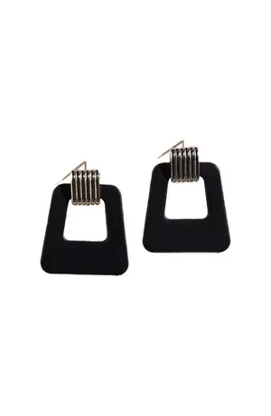 NICKEL & SUEDE Avery Stud Leather Earrings - Black/silver