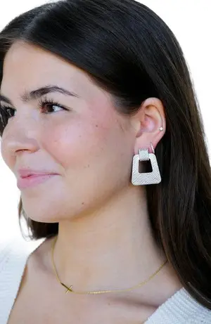 NICKEL & SUEDE Avery Leather Earrings - Silver Leaf