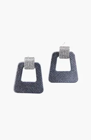 NICKEL & SUEDE Nickel & Suede Avery Leather Earrings Silver Leaf