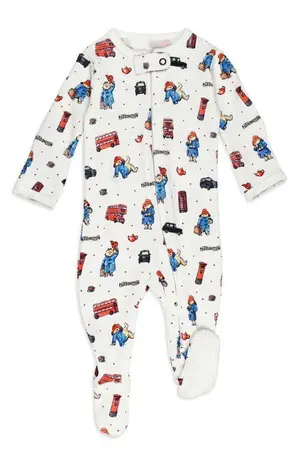 L'OVEDBABY X Paddington Fitted One-piece Organic Cotton Footie Pajamas - London Paddington