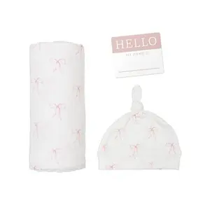 LULUJO Hello World Hat & Swaddle Set - Bows