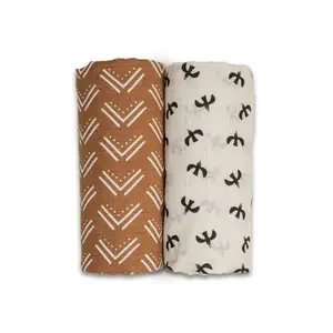 LULUJO Cotton Muslin Swaddles 2 Pack - Mudcloth/black Birds