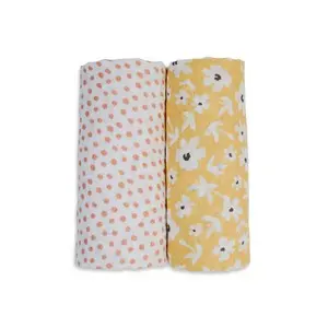 LULUJO Cotton Muslin Swaddles 2 Pack - Wildflowers/dots