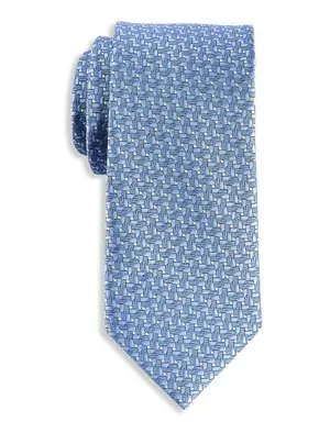 OAK HILL BY DXL Geometric Link Patterned Neck Tie - Blue