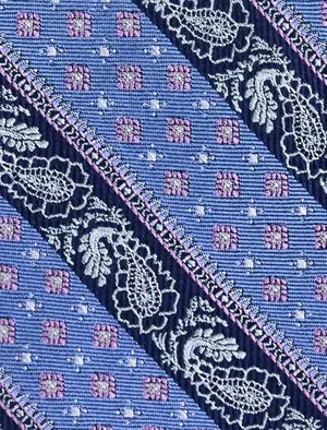OAK HILL PREMIUM BY DXL Oak Hill Premium Striped Paisley Neck Tie - Blue