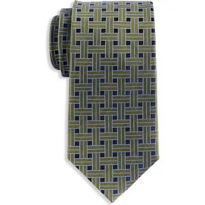 OAK HILL PREMIUM BY DXL Oak Hill Premium Patterned Silk Neck Tie - Olive