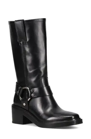 Frye Mid Calf Black Leather Boots For Women