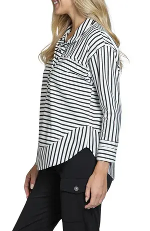 APNY Stripe Grommet Cotton Henley
