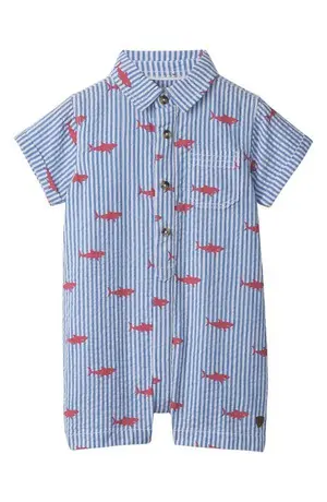 HATLEY Shark Silhouette Stripe Seersucker Romper - Campanula