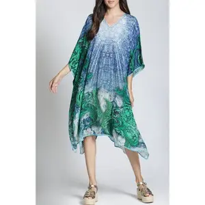APNY Print Midi Caftan - Blue Green Multi