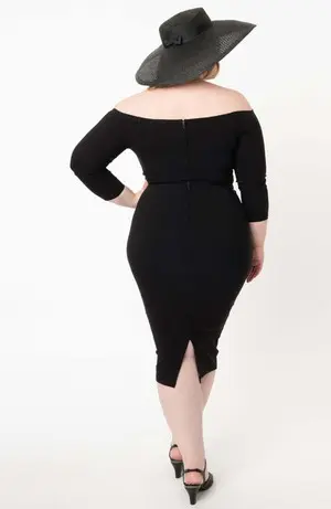 Unique Vintage Shailene Pencil Dress - Black