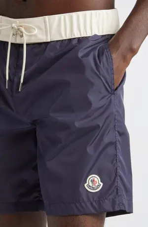 Moncler Logo Patch Swim Trunks