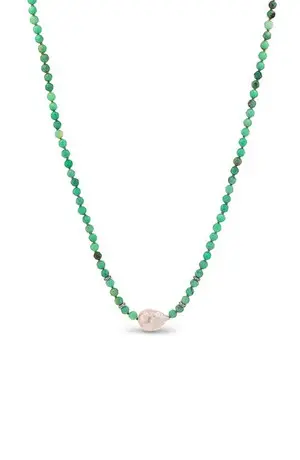Sheryl Lowe Chrysoprase, Pearl And Diamond Necklace - Chrysoprase / Sterling Silver